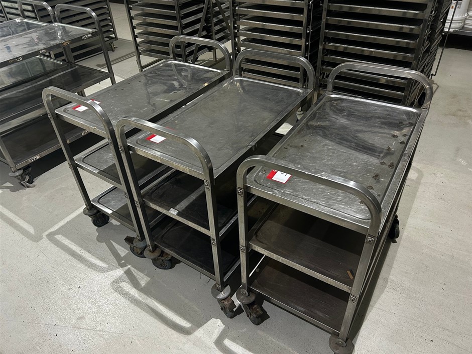 Qty 3 x 3 Shelf Mobile Trolleys Auction (0035-7049207) | Grays Australia