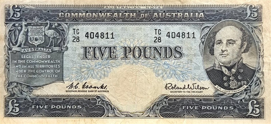 1960 AUSTRALIAN FIVE POUND BANKNOTE Auction (0006-2557769) | Grays ...