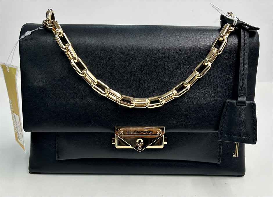 Michael Kors Cece Black Leather Chain Shoulder Bag Auction (0025 ...