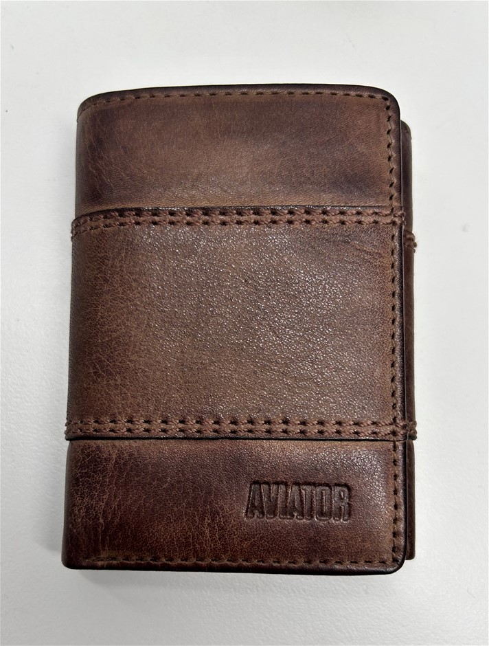Aviator Genuine Leather Tri-fold RFID Protected Wallet NEW Auction ...
