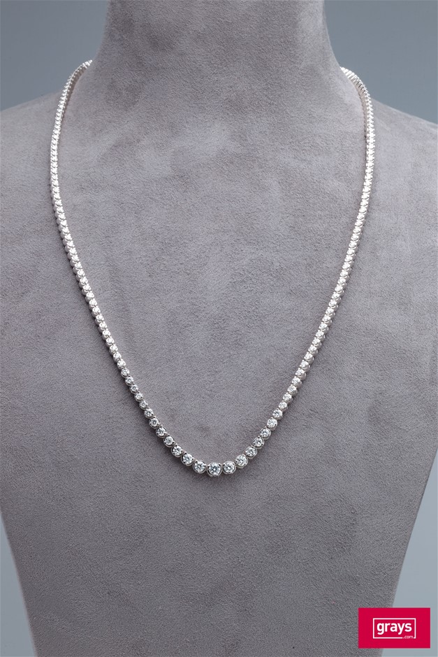 18CT WHITE GOLD & DIAMOND TENNIS NECKLACE Auction (0507-5055349 ...