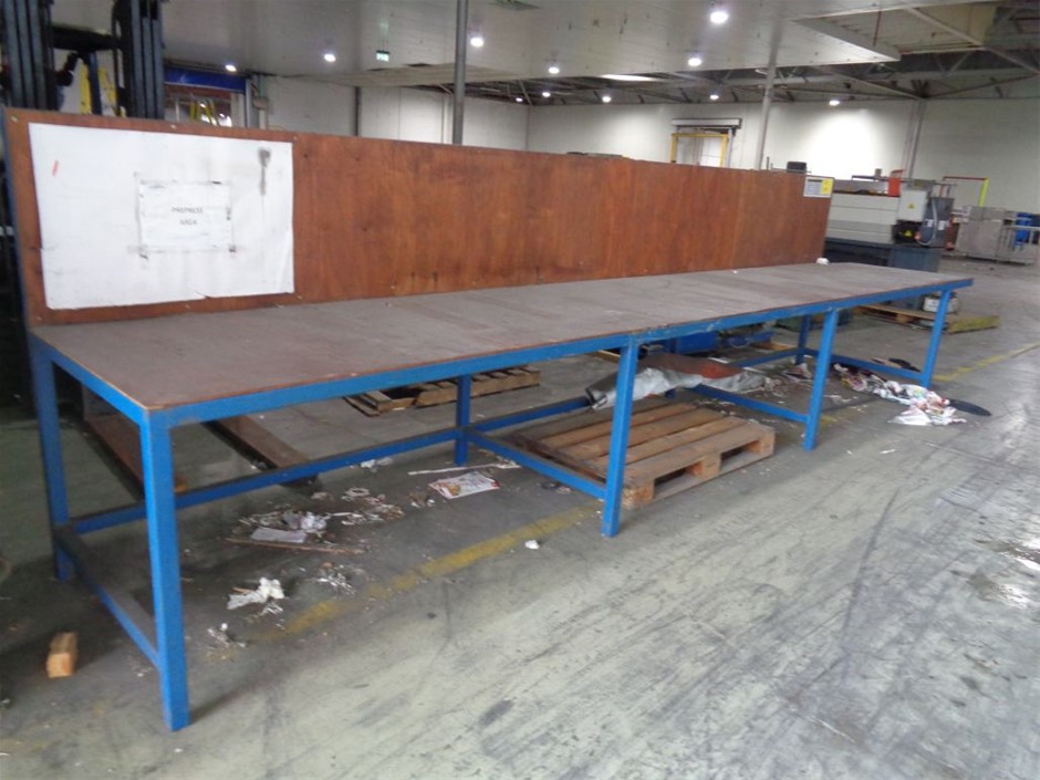 Steel Frame work Bench with Back Board Auction (0159-5055495) | Grays ...