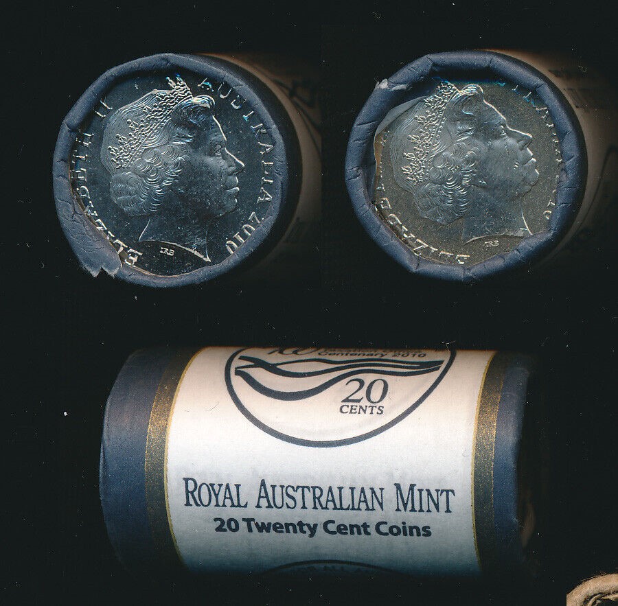 Royal Australian Mint roll 20cent x 40 coin Tax Office UNC Auction ...