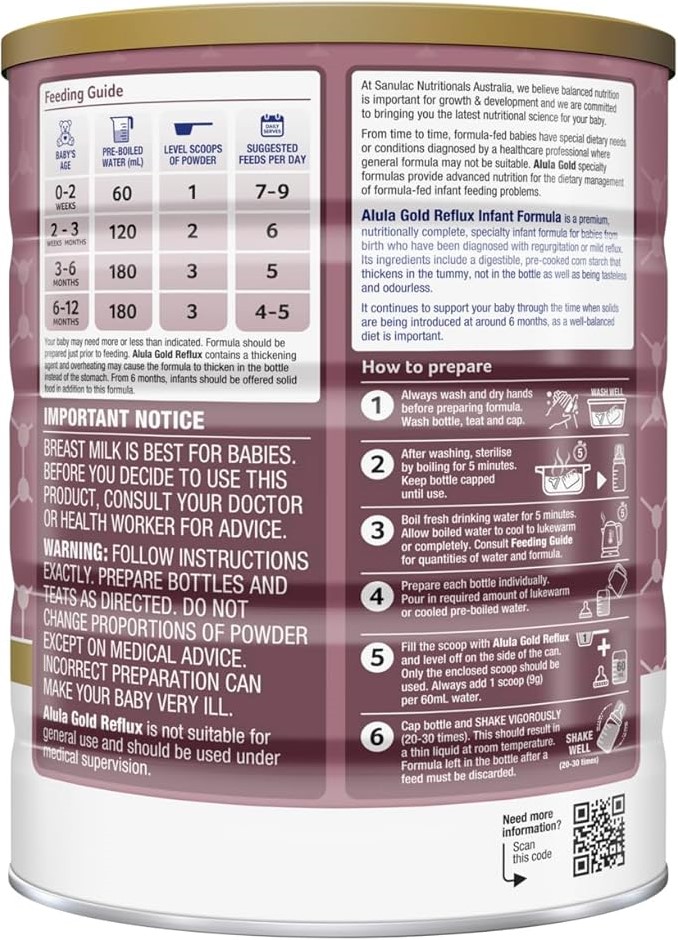 ALULA Gold Reflux Formula, 0-12months, 900g. Auction | GraysOnline ...