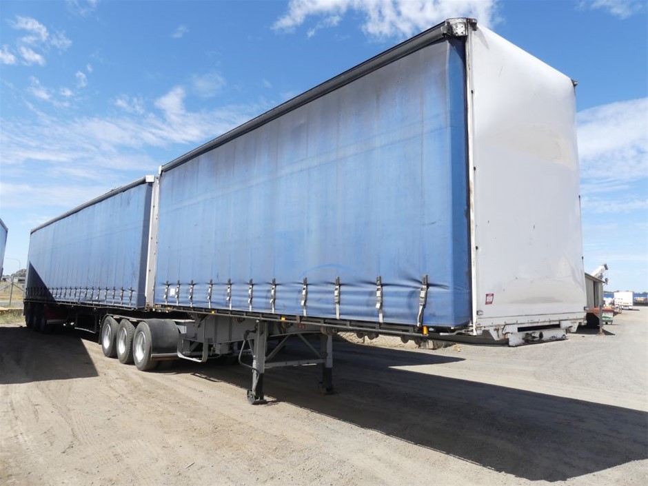 1998 Barker Heavy duty Tri axle B Double Curtain Sider Combination ...