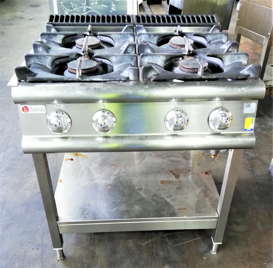 Baron Stainless Steel 4 Burner Gas Stove Auction (0014-5058508) | Grays ...