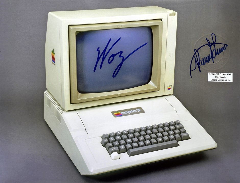 APPLE FOUNDERS HAND SIGNED STEVE WOZNIAK & RONALD WAYNE APPLE II ...