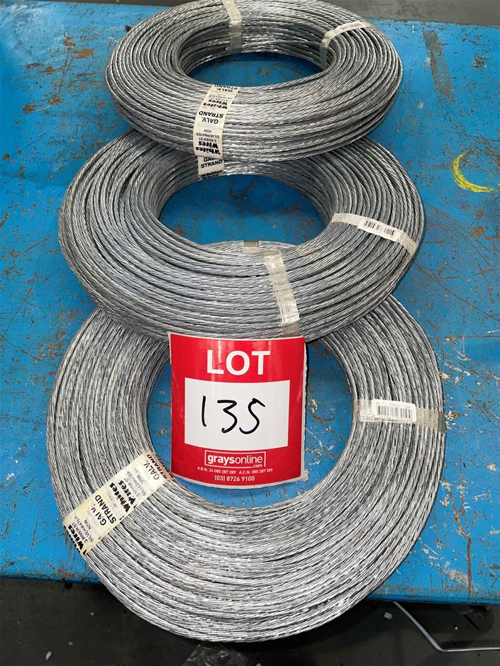3 x Rolls Gal Stranded Wire, 100mtr Per Roll Auction (0135-3028734 ...