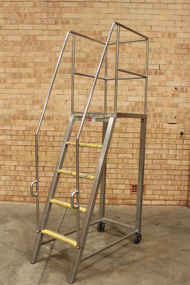 Stainless Steel Platform Rolling Ladder Auction (0043-5056060) | Grays ...