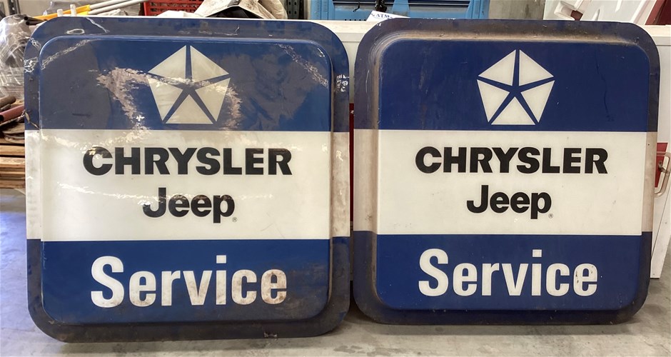 2 Large Chrysler Jeep Signs Auction (0007-9056887) | Grays Australia