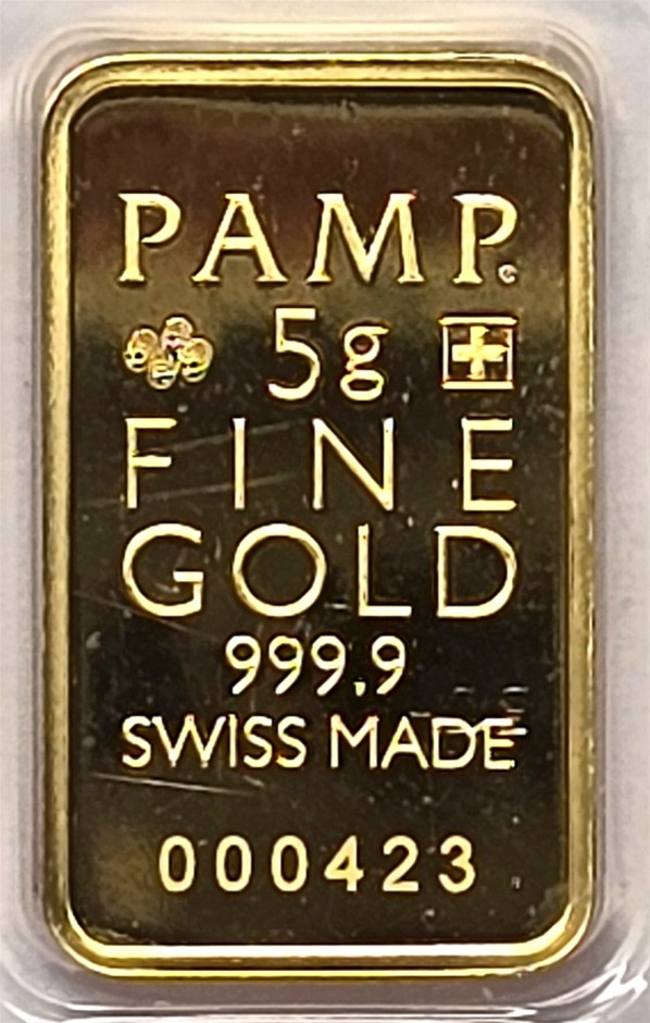 No Reserve 5 Gram Solid Gold Ingot With Pamp Certification