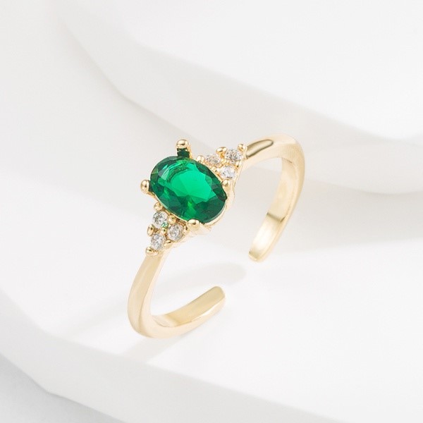Elegant 18K Yellow Gold Plated Imitation Simulated Emerald Adjustable Ring Auction (0001-2566080 ...
