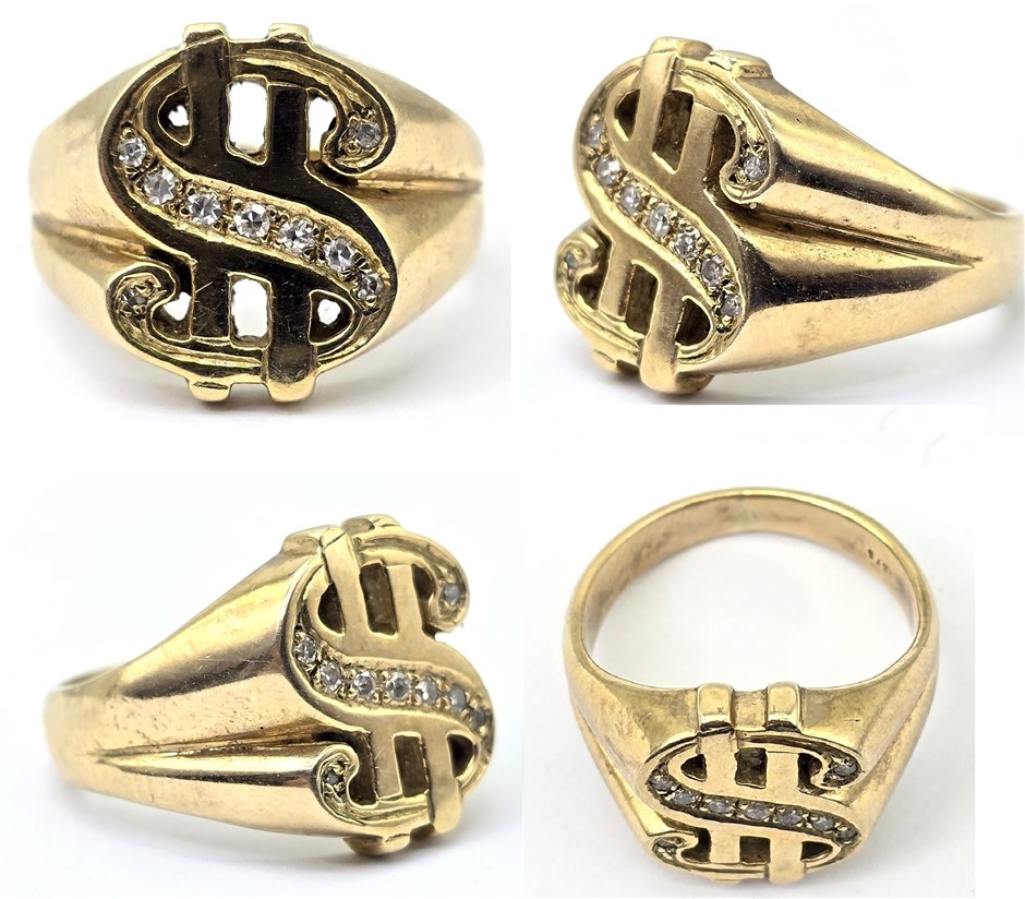 CHUNKY DIAMOND AND GOLD GANGSTER RING Auction (0001-2559683) | Grays ...