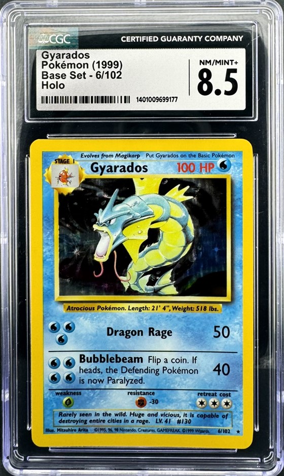 1999 POKEMON BASE SET GYARADOS - HOLO CARD (CGC GRADED NM/MINT+ 8.5 ...