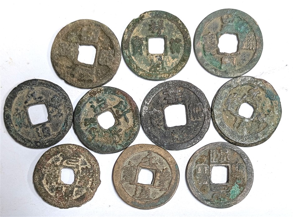 Collection of ten 960-1280AD Medieval SONG DYNASTY China Coin ...