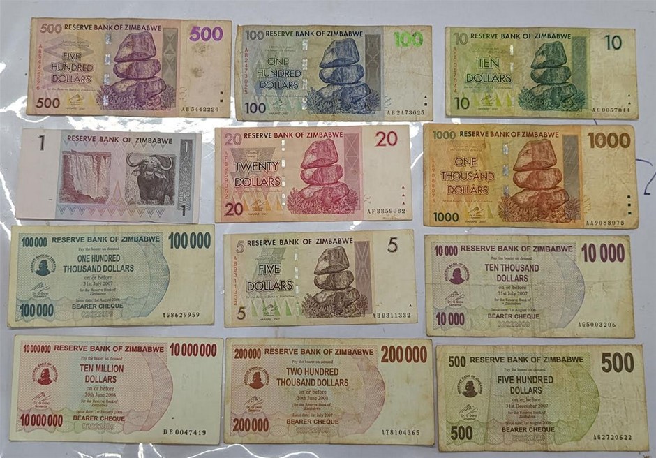Collection of ZIMBABWE Banknotes Auction (0027-2559627) | Grays Australia