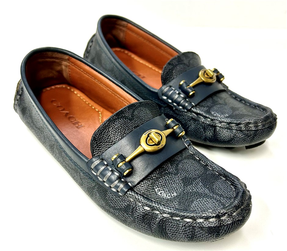 COACH New York Crosby Driver Blue Monogram Loafers, size EUR 35.5 ...