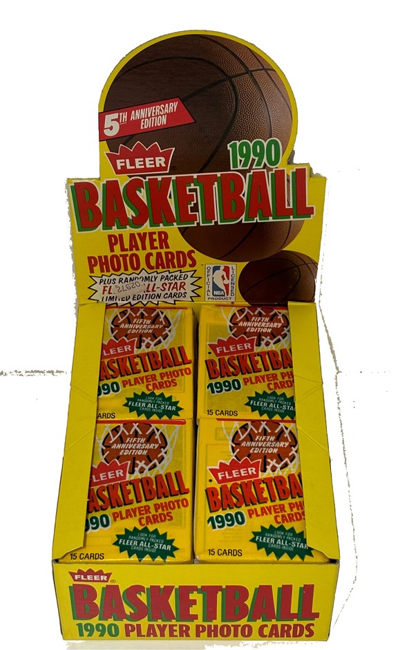 ORIGINAL 1990 YELLOW FLEER 36 CT BOX 5TH ANNIVERSARY EDITION NBA ...