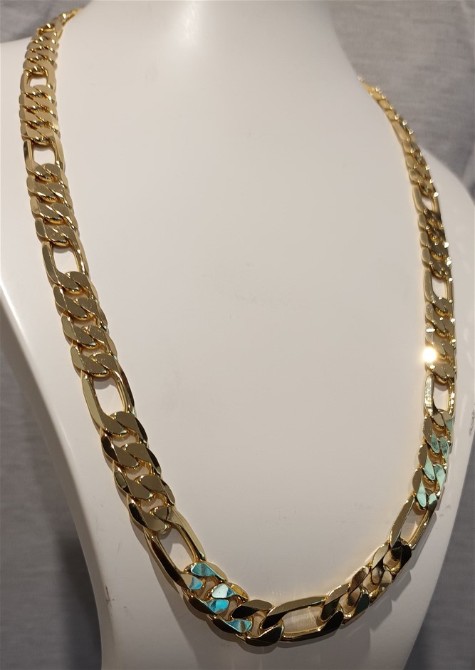Italian Design 18kt Triple Yellow Gold Plated Figaro Chain Auction ...