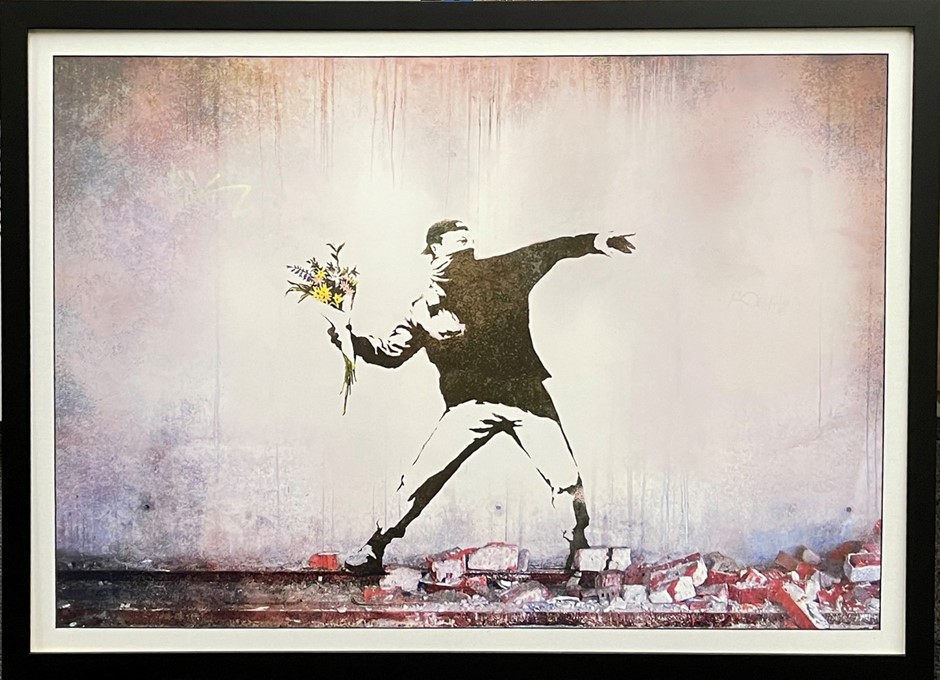 BANKSY - FLOWER BOMBER PRINT FRAMED Auction (0011-2560003) | Grays Australia