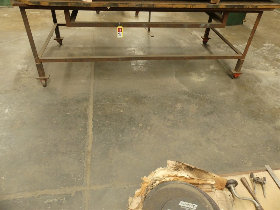 Mobile Steel Frame Timber Top Workshop Table Auction (0060-5057142 ...