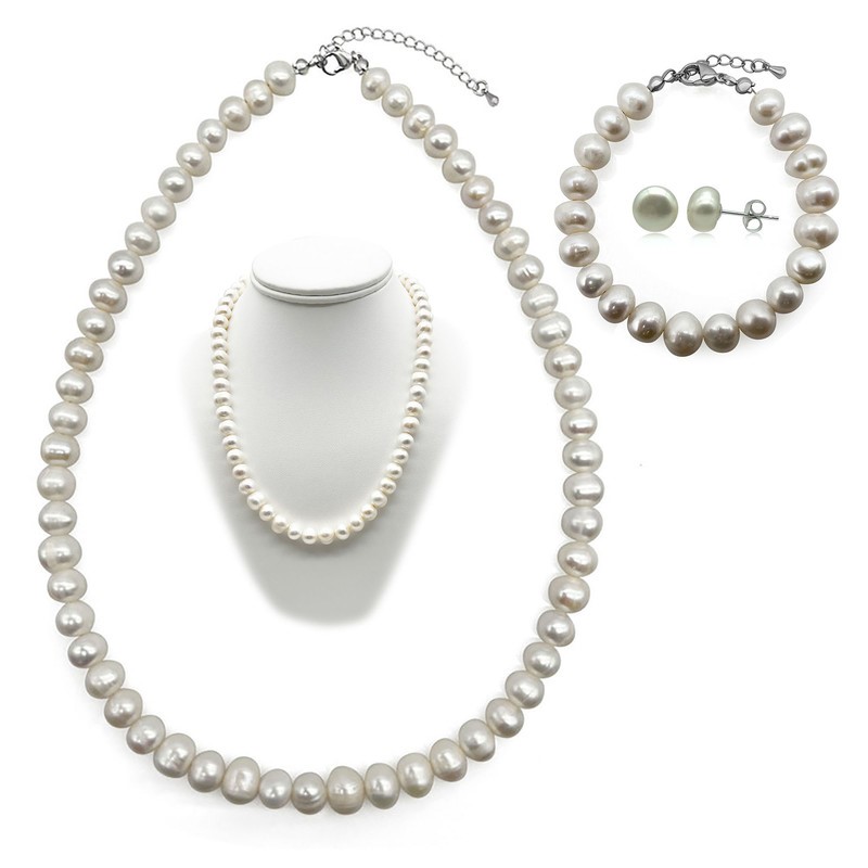 Natural 8-9mm Potato Shape Freshwater Pearl with Real Platinum Plated ...