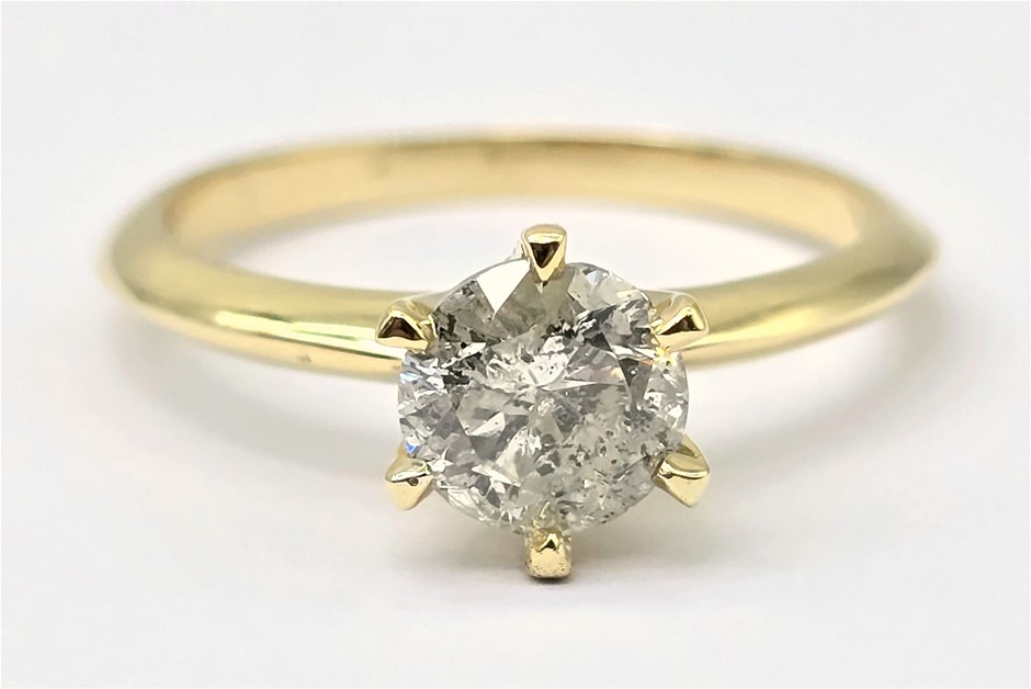 1.03 CARAT GALAXY DIAMOND AND YELLOW GOLD SOLITAIRE RING-VAL $6,500.00 ...