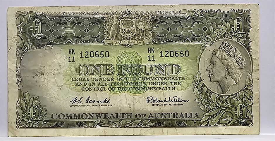 1961 AUSTRALIAN ONE POUND BANKNOTE Auction (0006-2561552) | Grays Australia