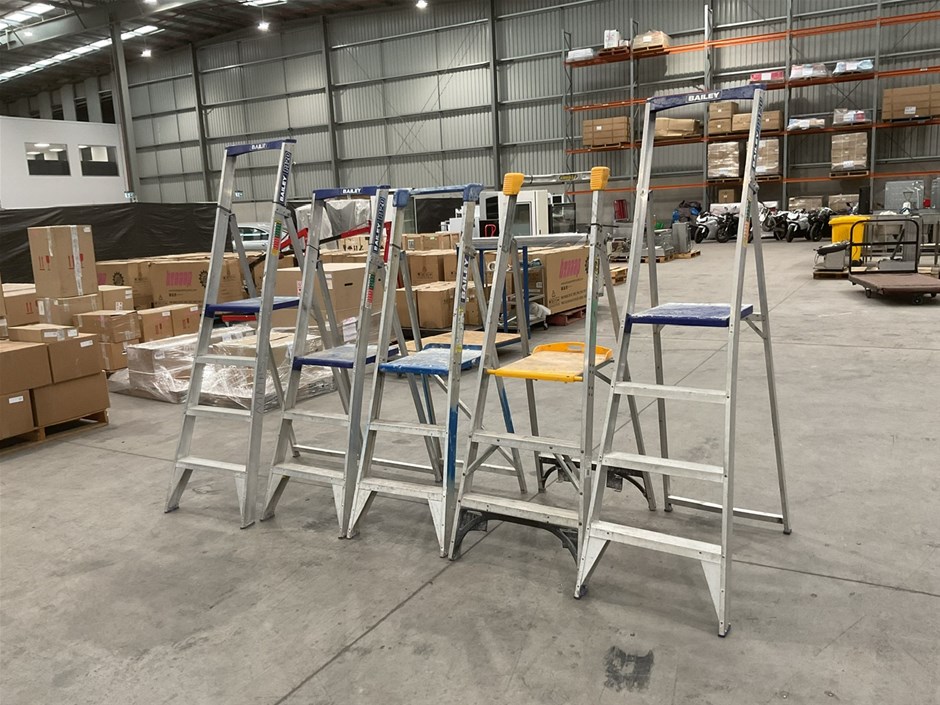 5 x Assorted Platform Ladders Auction (0016-3030540) | Grays Australia