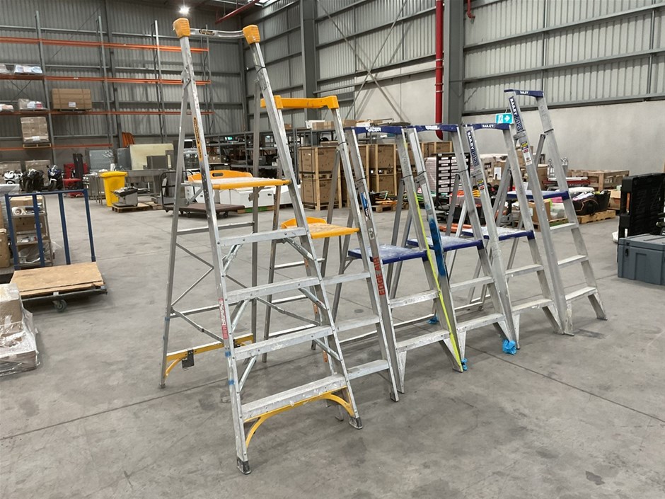 6 x Assorted Platform Ladders Auction (0017-3030540) | Grays Australia