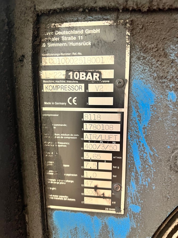 Rotary Screw Compressor Auction (0050-5057619) | Grays Australia