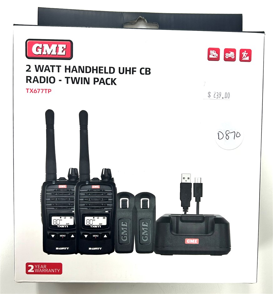 GME 2 WATT Handheld UHF CB Radio Twin Pack TX677 Auction (0240-2560704 ...