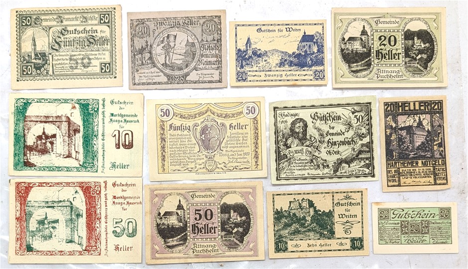 Early 1920s Austria NOTGELD Emergency Money Banknote collection Auction ...
