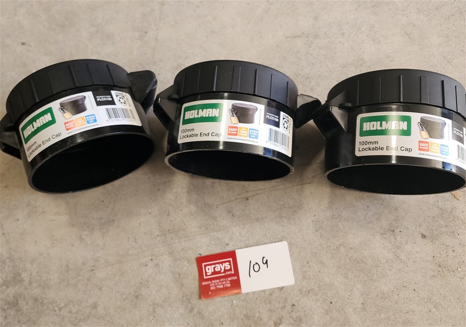 3x Holman 100mm Lockable End Cap Auction (0109-5057787) | Grays Australia