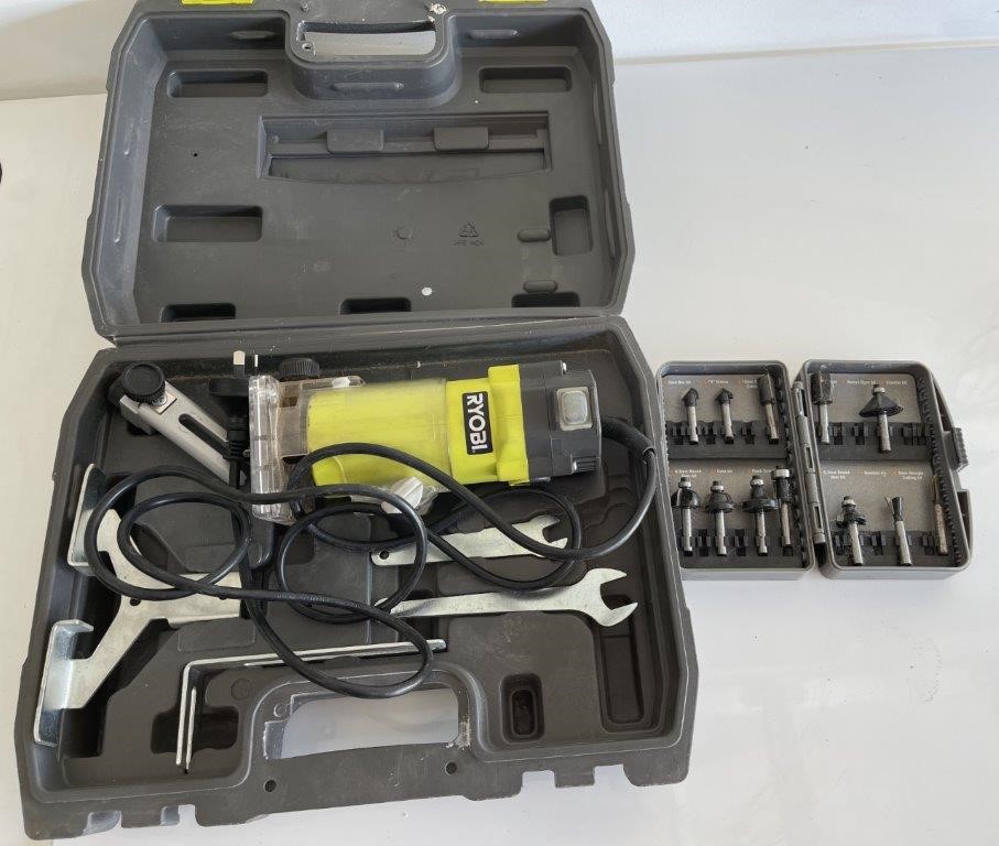 Ryobi Trim Router and Router Bits Auction (0048-5057822) | Grays Australia