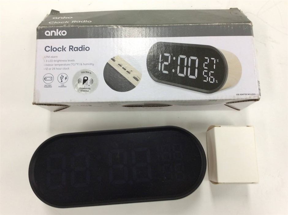Anko Clock Radio with FM Alarm and 3 LED Brightness Levels Auction ...