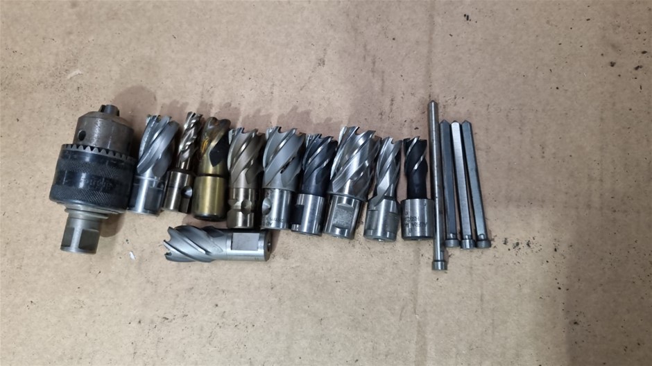 10 x Assorted Sizes & Types of Core Drills, 4 x Pins And 1 x Chuck ...