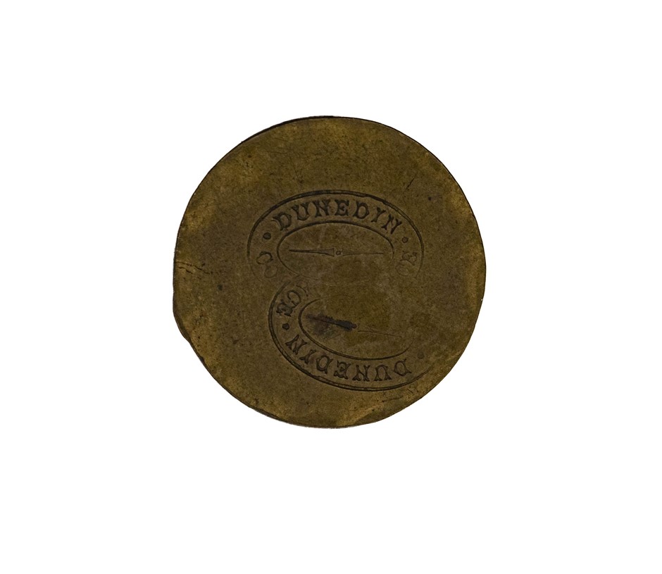NZ Dunedin Coffee Palace Six Pence copper token inscribed '6d', Rare ...