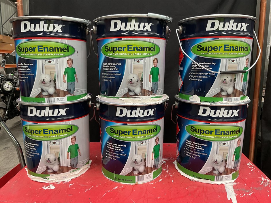 6 x 10 Litre Tins of Dulux Super Enamel Paint Auction (0049-3030723 ...