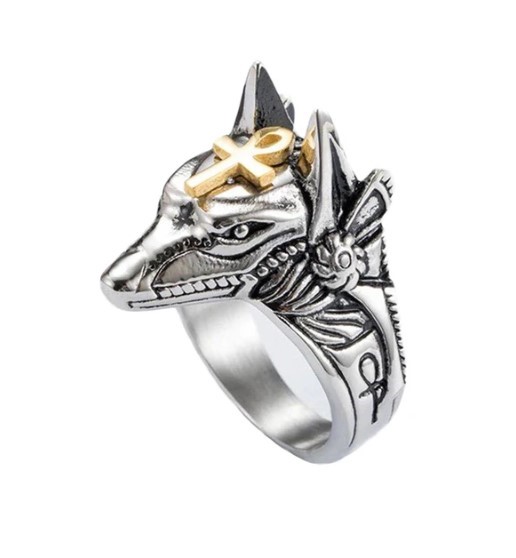 Egyptian God Anubis Ring in 18k White Gold Filled Auction (0019-2561603 ...