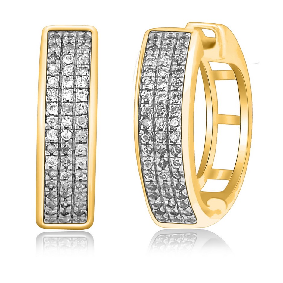 A Diamond Pair Of Ladies Oval Shaped 9Ct Yellow Gold Clip-Back Earrings ...