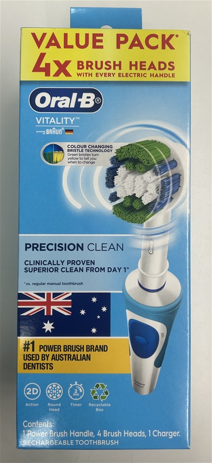 ORAL-B Powered by BrAun Precision Clean Electric Tooth Brush VALUE Pack ...