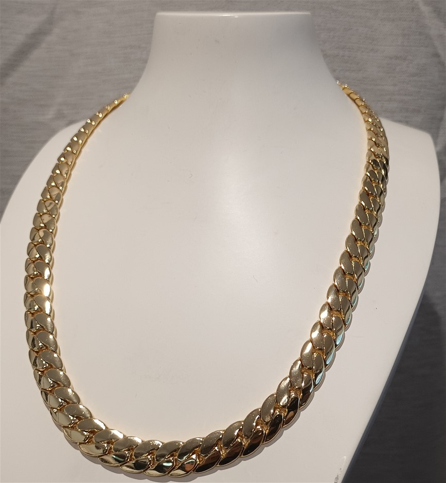 Italian Design 14k Triple Yellow Gold Plated Snack Chain(50cm) Auction ...