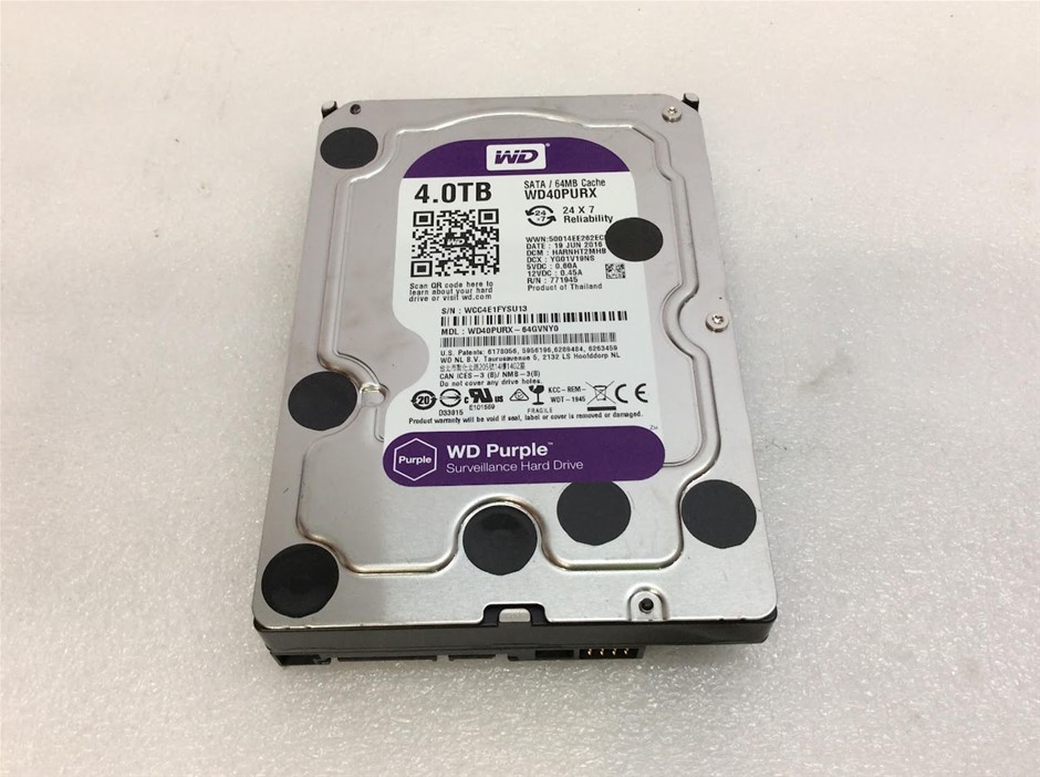 WD WD40PURX-64GVNY0 4TB Hard Disk Drive Silver Auction (0008-2562457 ...