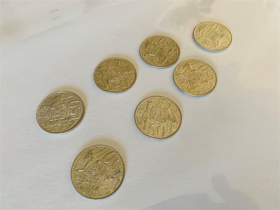 Lot of 7 1966 round 50 cent coins Auction (0025-8019564) | Grays Australia