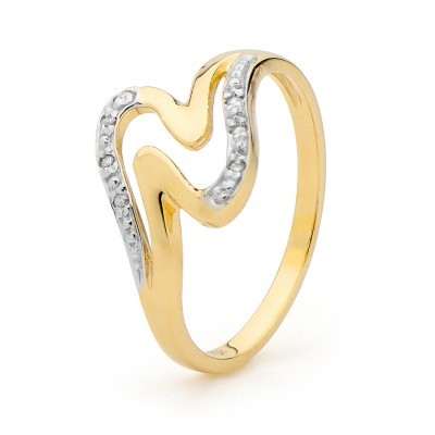 9ct Yellow Gold Diamond Double Wave Ring Auction (0004-2566280) | Grays Australia