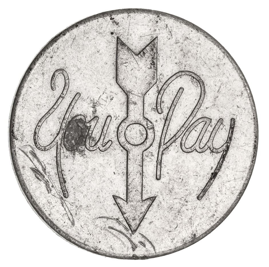Waikato Beer, bar spinner, 'You Pay', struck in aluminium (35mm), no ...