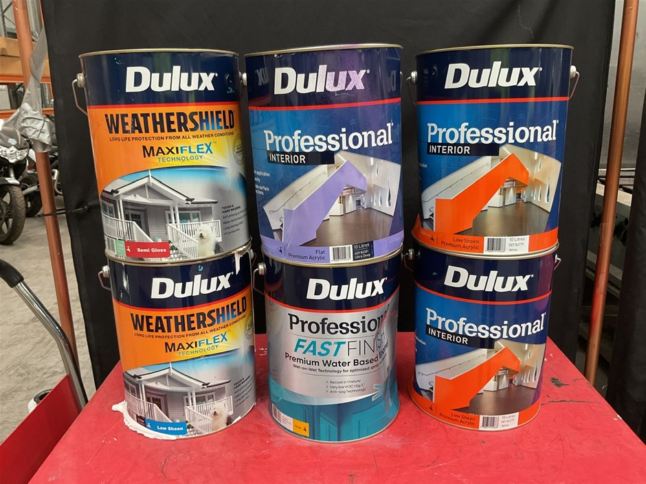 6 x Assorted 10 Litre Tins of Dulux Paint Auction (0025-3031283 ...