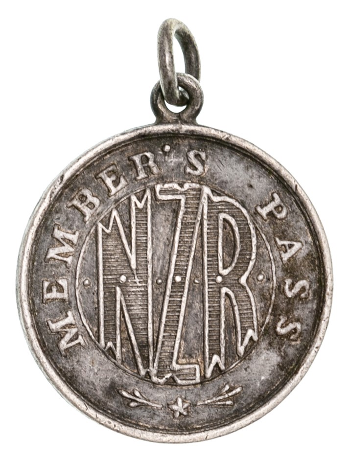 N.Z.R. (New Zealand Railways), Member's Pass, c1880, struck in silver ...