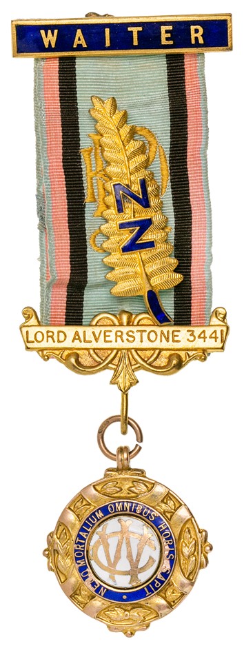 NZ Masonic Lord Alverstone, Lodge No.3441 9Ct gold jewel, Bro.A.J.S ...